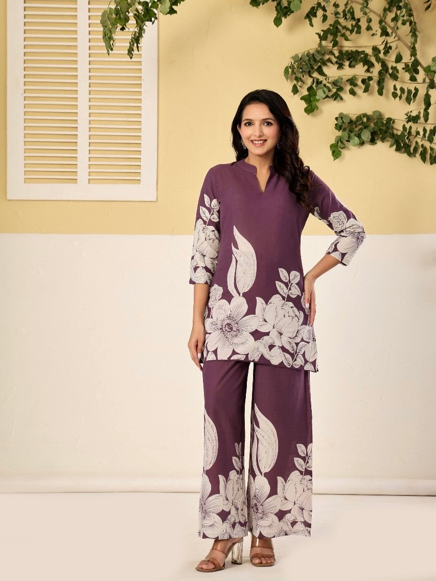 Purple flora Co-Ord Set – Navsachi
